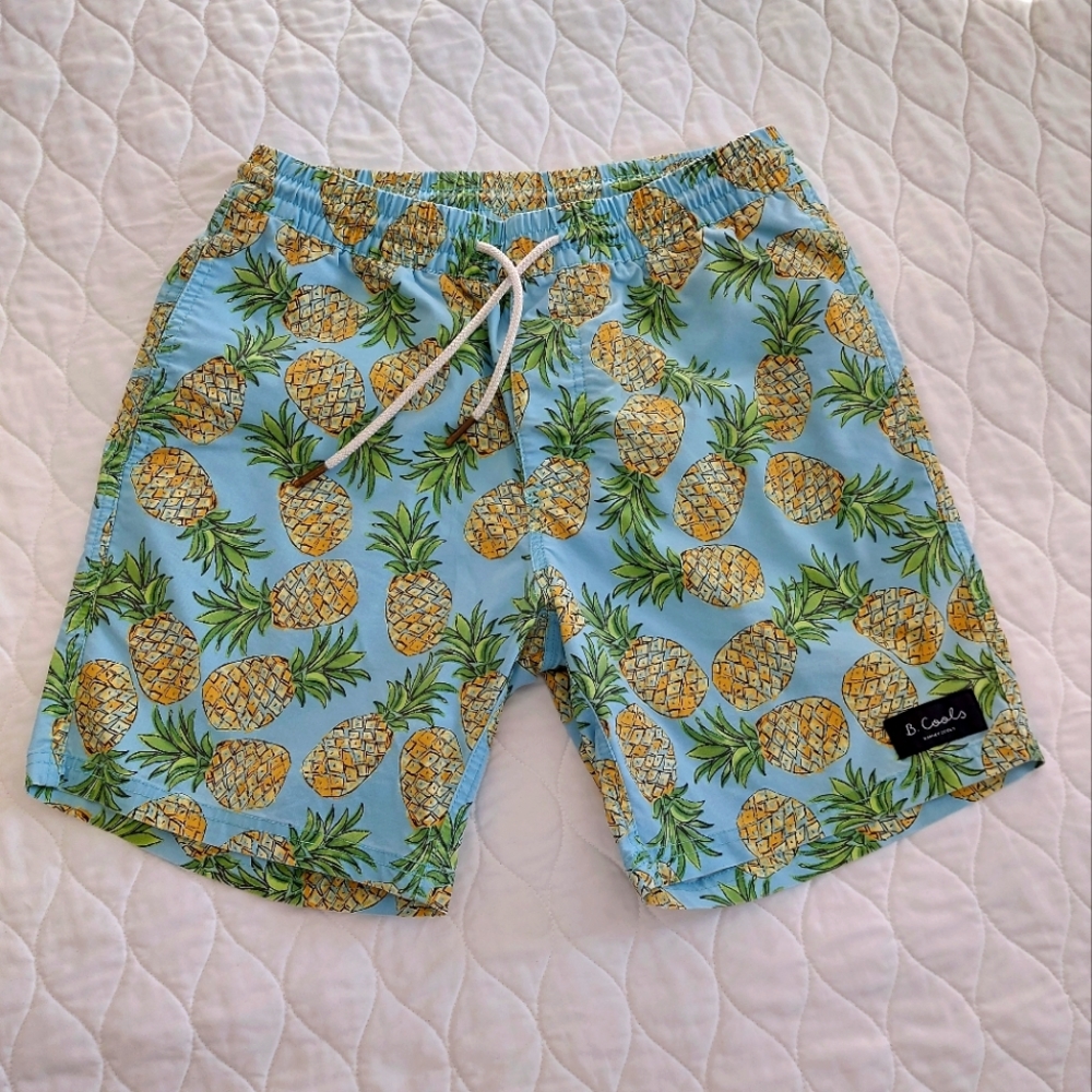 Barney Cools Mens Pineapple Print Swim Trunks - Gem